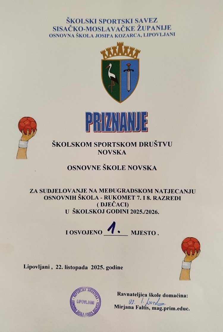 RUKOMET - Osnovna škola Novska